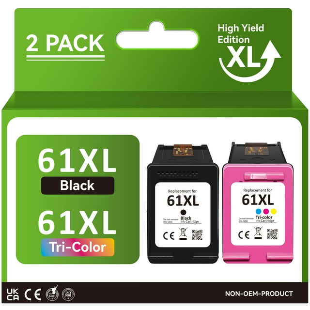 61XL Ink 61 Cartridge Replacement for HP 61 XL 1 Black 1 Tri-Color ...