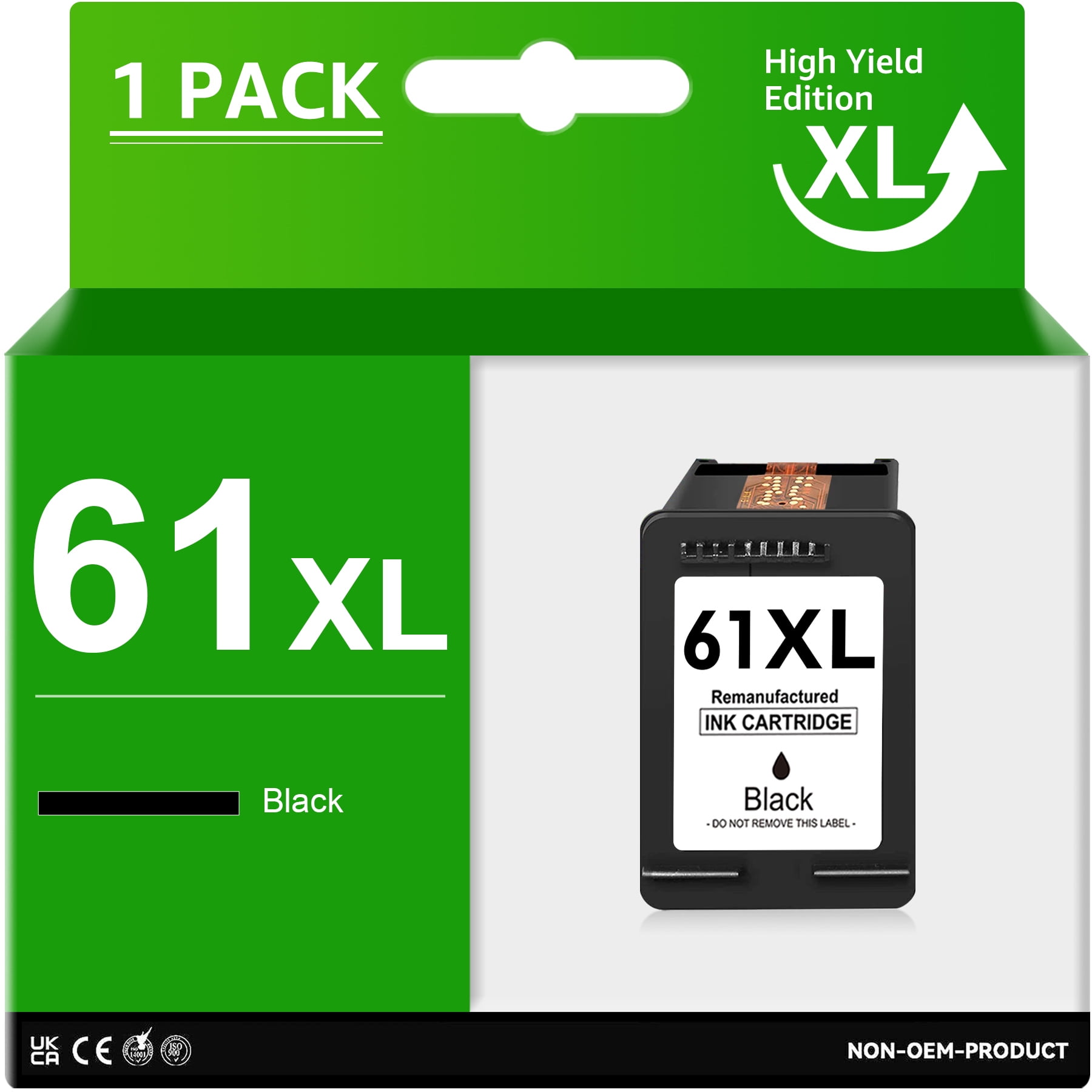 61XL Ink Black Cartridge Replacement for HP Printer Ink 61 XL Works ...