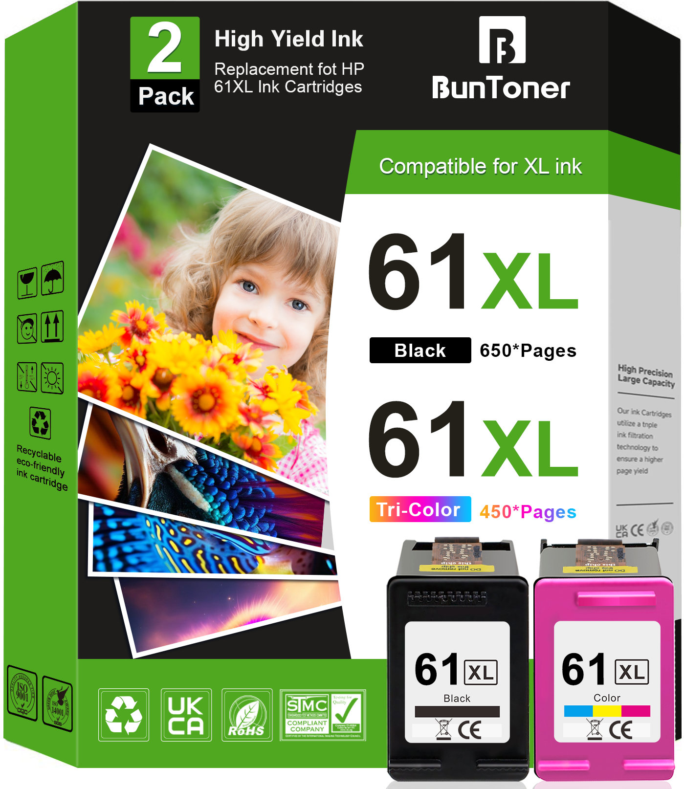 61XL Ink Cartridges Compatible for HP 61 Ink Cartridge Combo Pack for ...