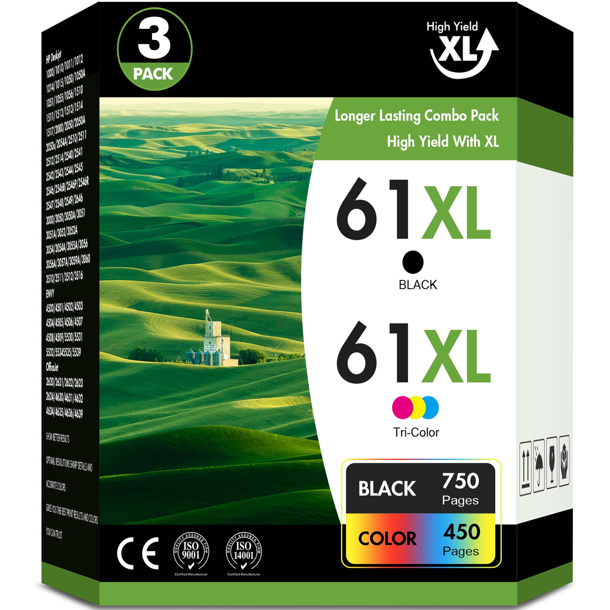 61XL Ink Cartridges for Printer 61 Ink Cartridge Compatible for HP 61 ...