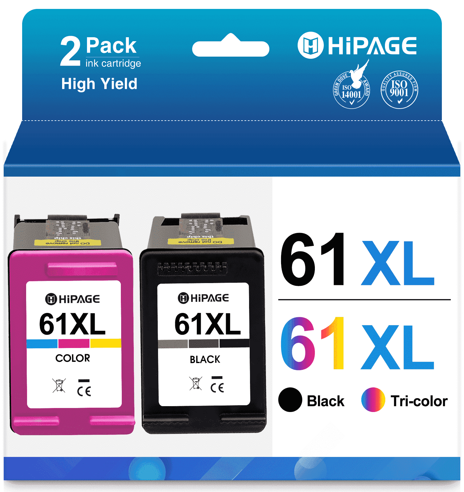 HP 61XL Ink Cartridge Pack for Envy 4500, 5530, Deskjet 1000, Officejet ...