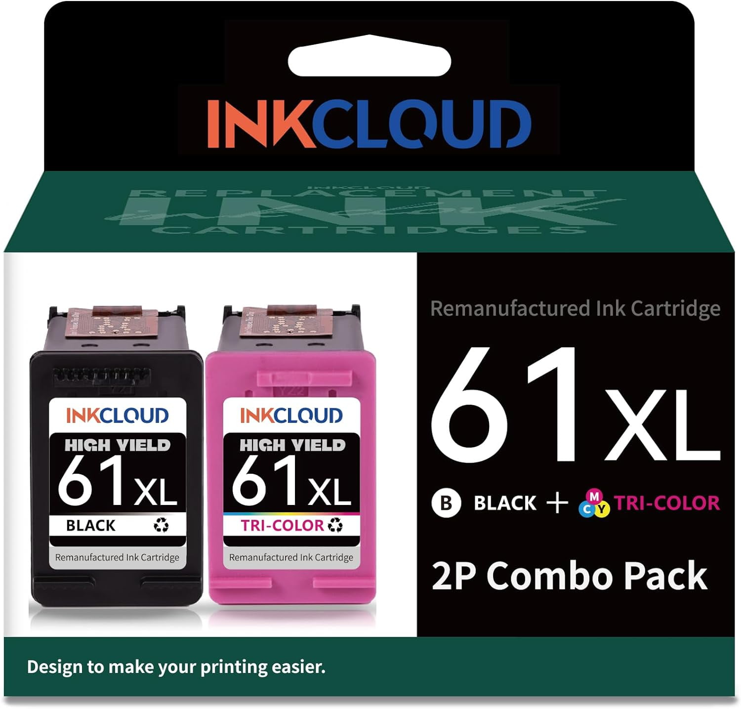 61XL XXL Ink Combo Pack for HP 61 Ink Cartridges for HP Envy 4500 4502 ...