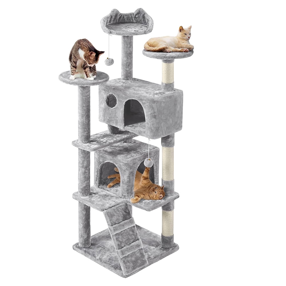 61in Cat Tree for Indoor Cats, Cat Tower with Scratching Posts Spacious ...