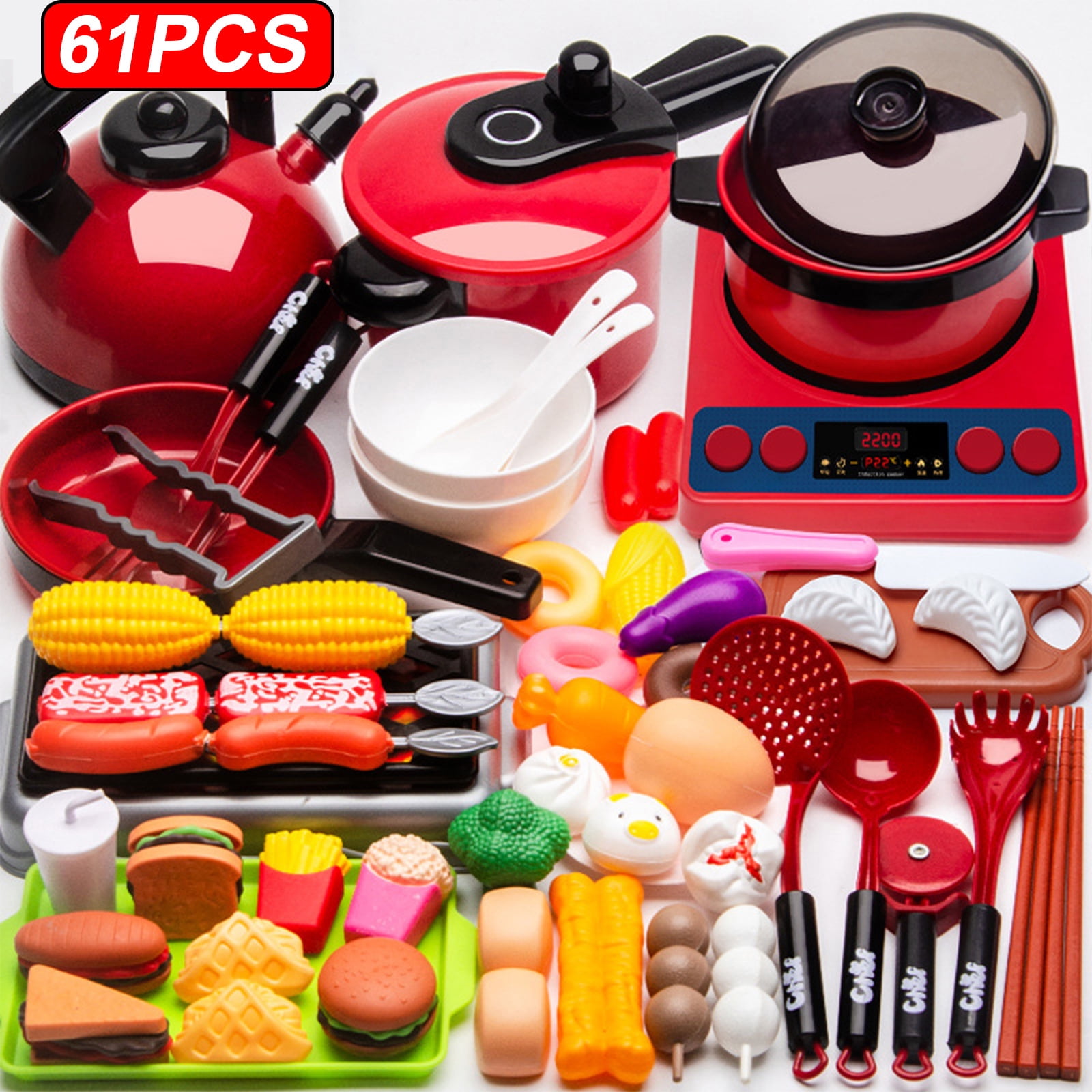 61pcs Kitchen Cooking Toy Set Kids Pretend Play Toy Simulation Kitchen ...