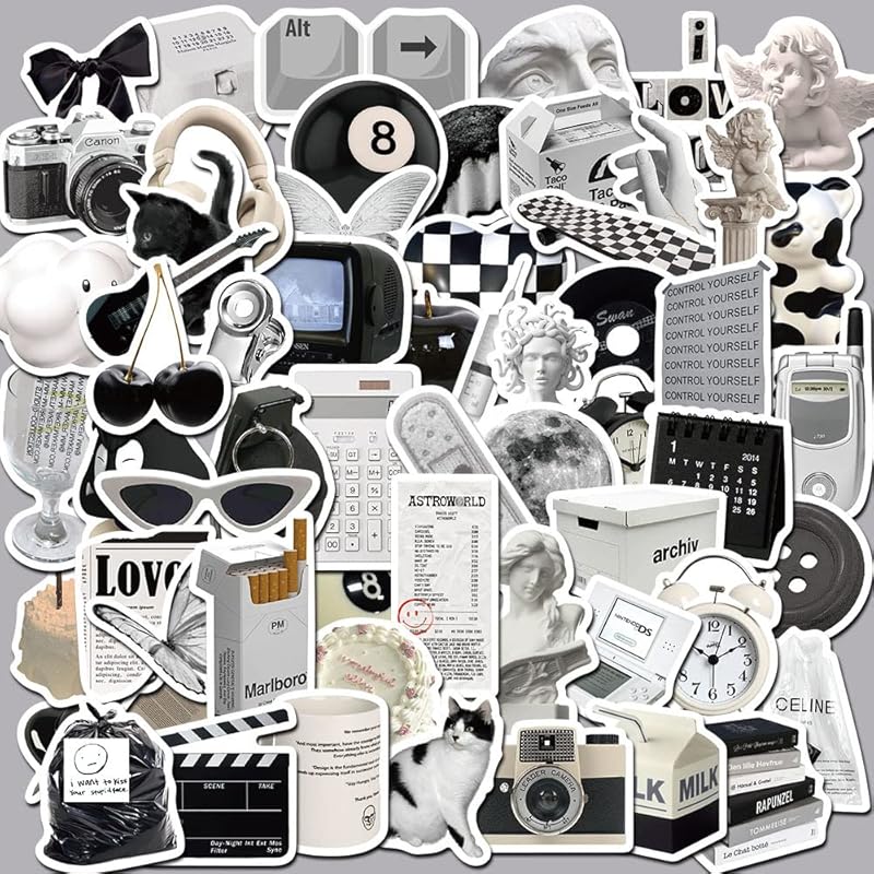 61pcs Vintage Black & White Fashion Style Stickers Aesthetic VSCO ...