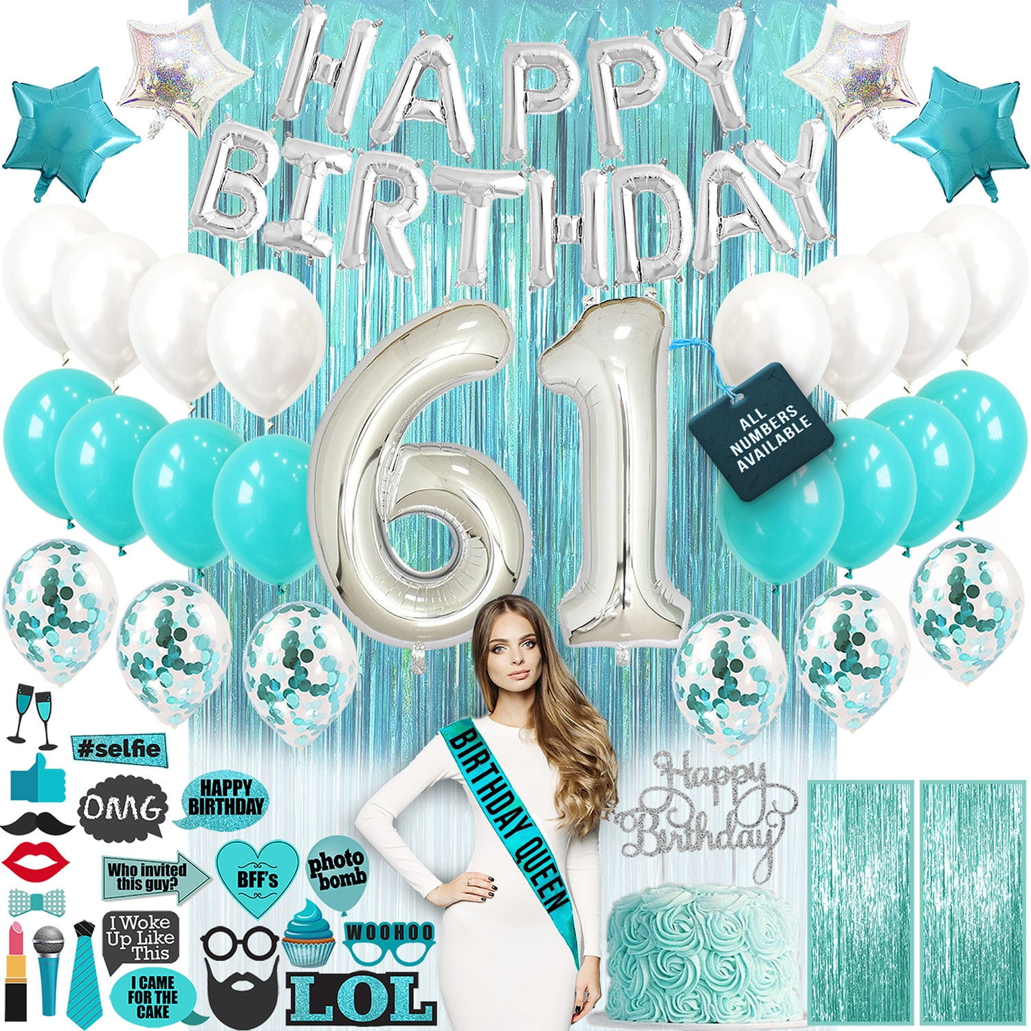 61st Birthday Decorations, Birthday Party Supplies, Sixty One Birthday ...