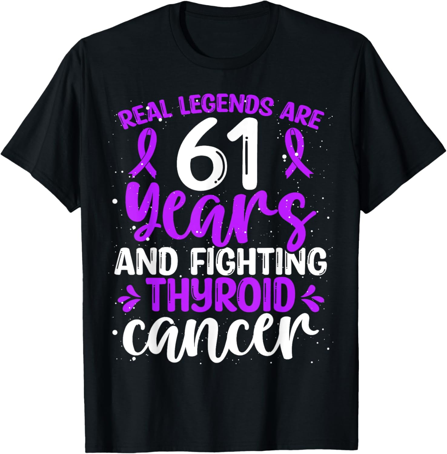 61st Birthday Thyroid Cancer Awareness Ribbon 61 Years Old T-Shirt ...