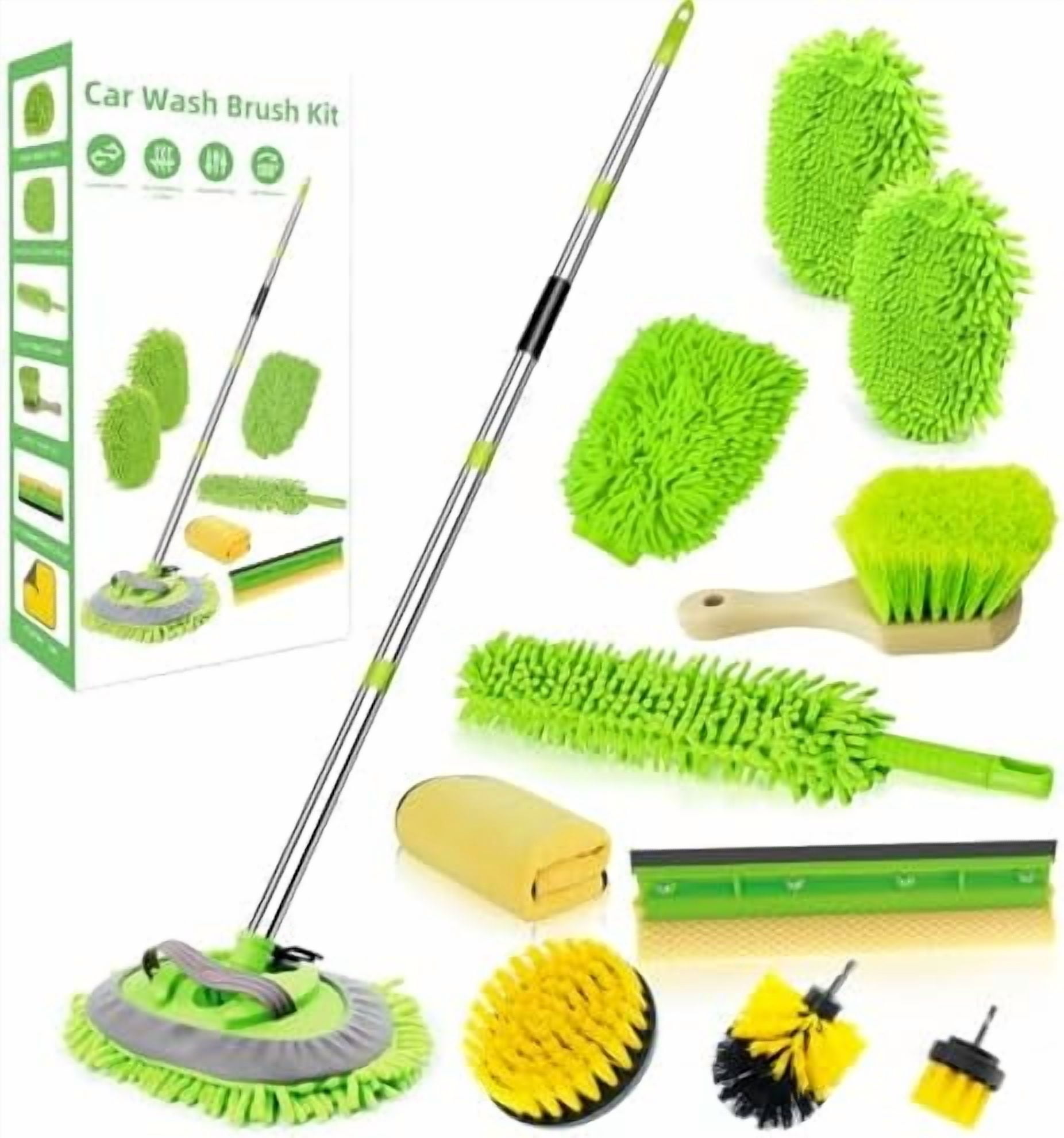 62" Car Wash Brush with Long Handle Chenille Microfiber Car Wash Mop ...