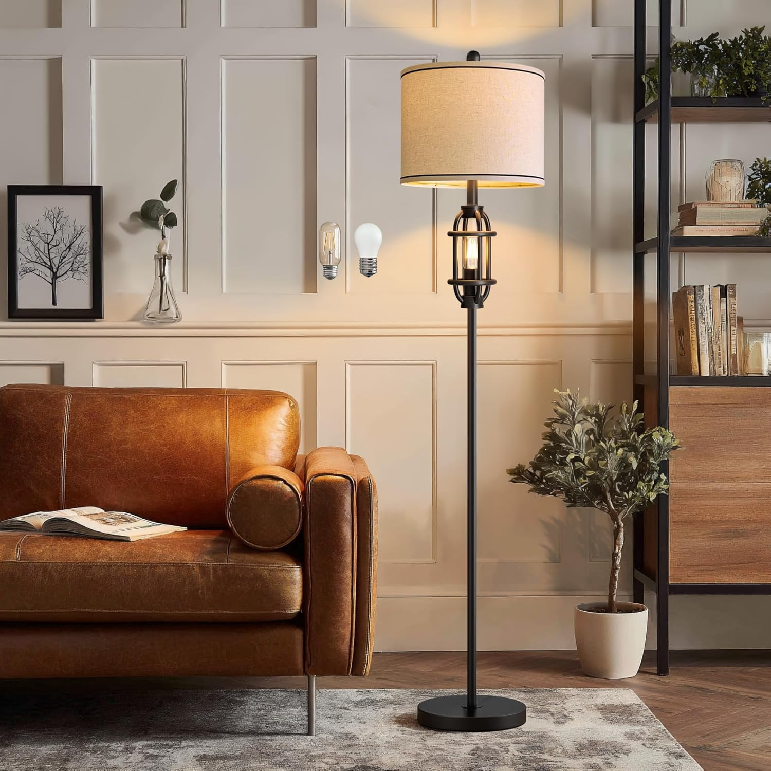 62.5" Floor Lamp for Living Room Industrial Black Standing Tall Lamps ...