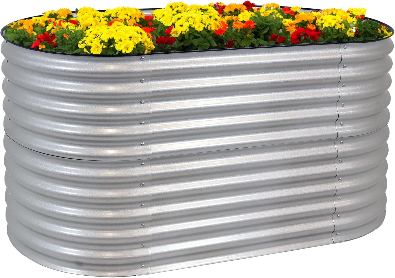 62.5-Inch Oval Raised Garden Bed - Stackable Steel Vegetable Flower Bed ...