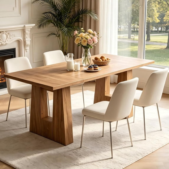 62.6 Inch Dining Table for 6 People, Modern Rectangular Kitchen Table ...