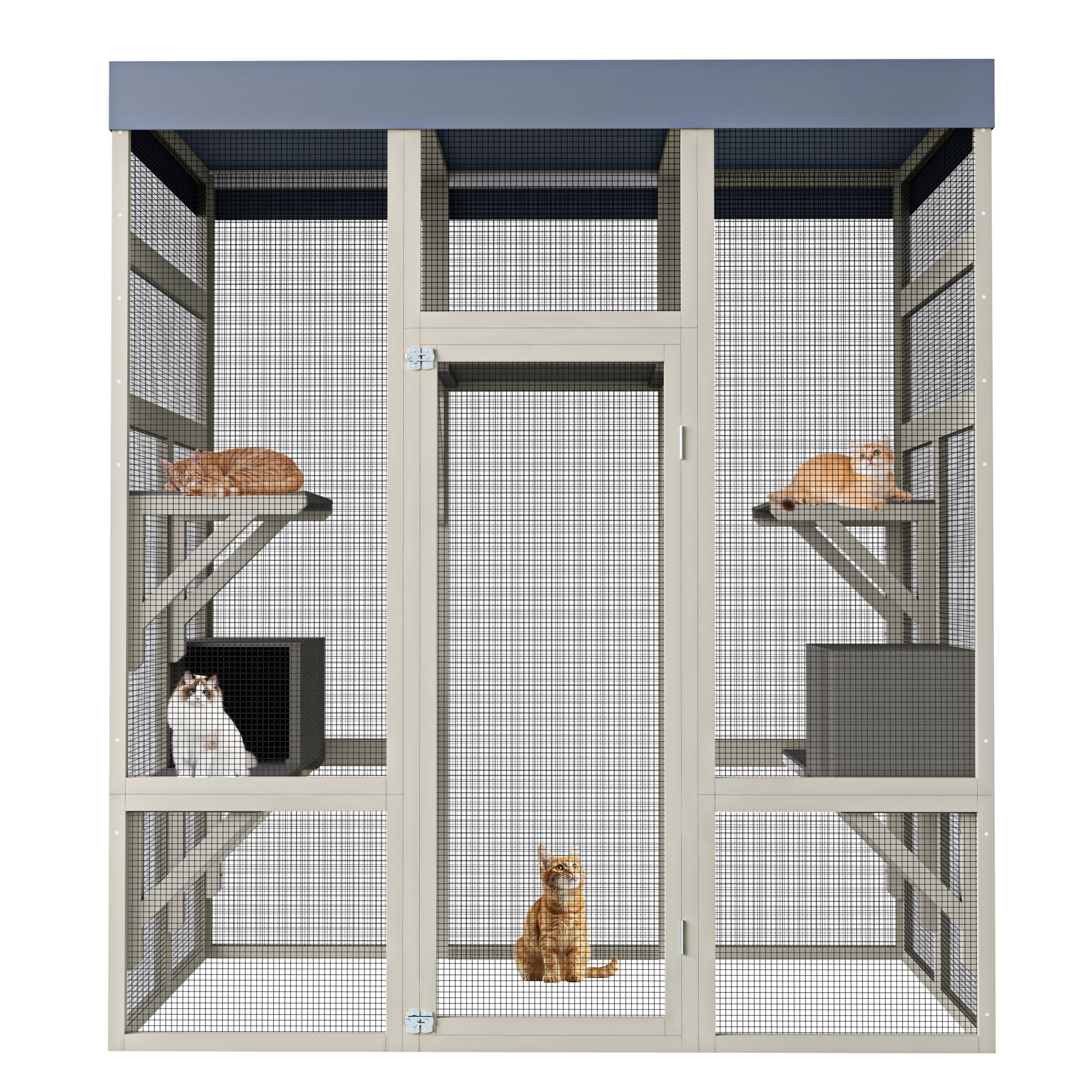 62.6" Outdoor Wooden Catio for Cats, Large Cat Enclosure with ...