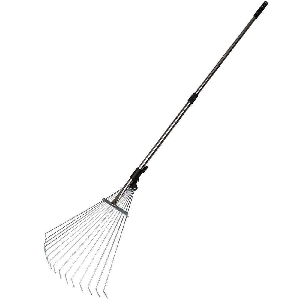 62.6 in. Garden Leaf Rake Adjustable Lightweight Telescopic Metal Rake ...