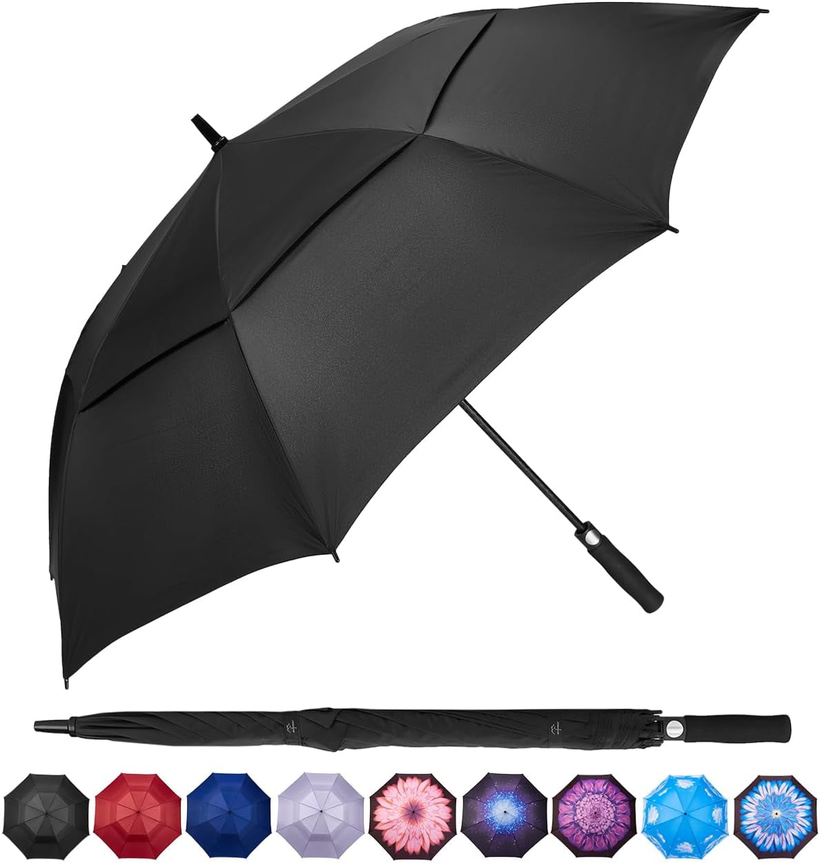 62/68 Inch Automatic Open Windproof Waterproof Golf Umbrella Extra ...