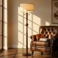 62.8" Solid Wood Floor Lamp,Tall Standing Floor Lamp with 2-Light Pull ...