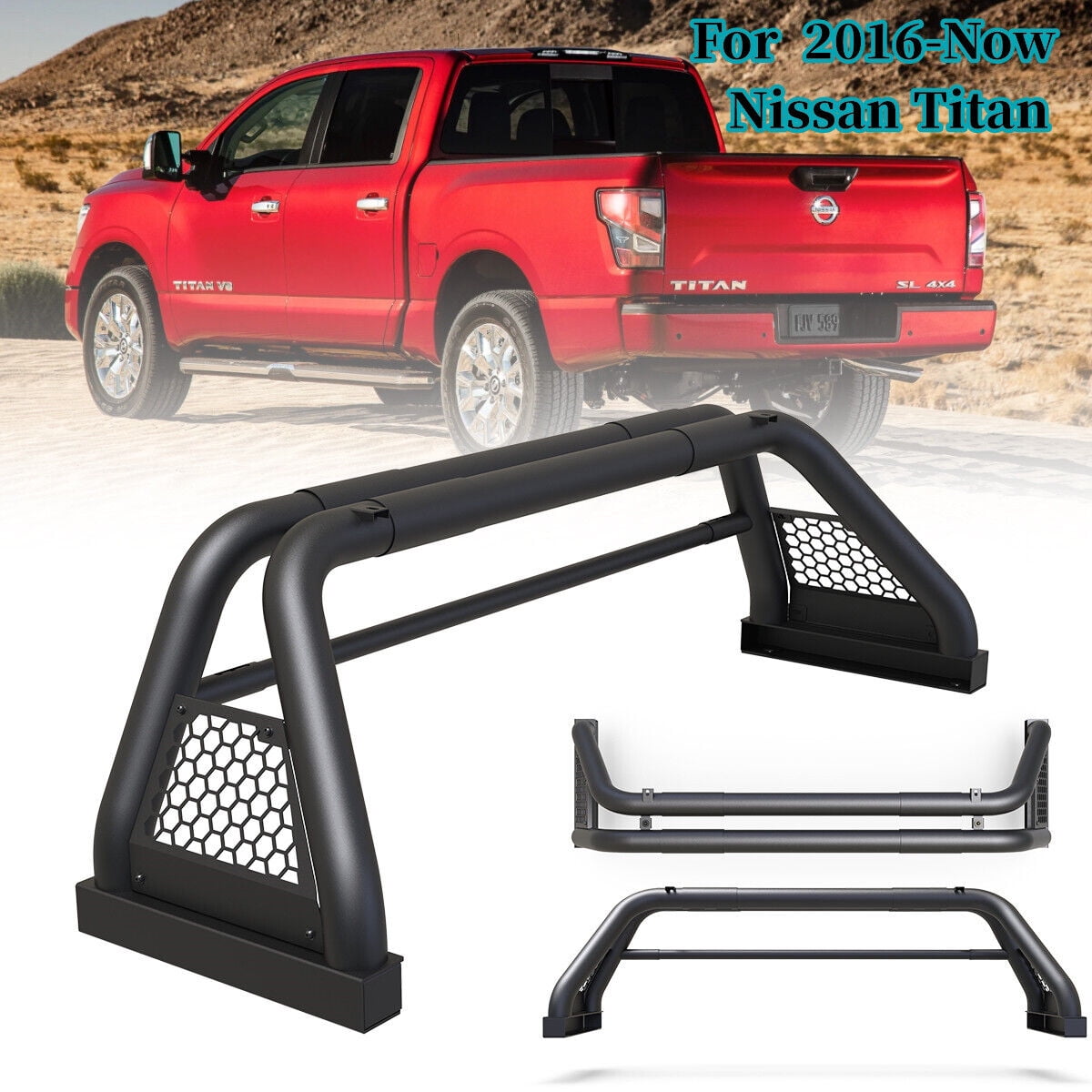 62.9-74.7" Adjustable Truck Roll Sport Bar Chase Rack Bed Bar Fit For ...