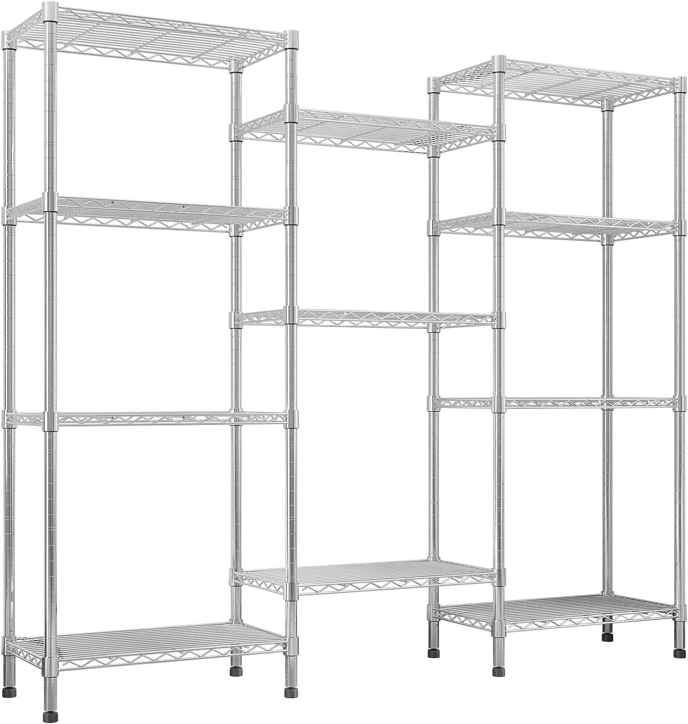 62.9''W Adjustable Storage Shelves NSF Wire Shelving Unit Multiple rows ...