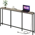 62.99" Narrow Console Table with Power Outlet 7.1" Skinny Sofa Table ...