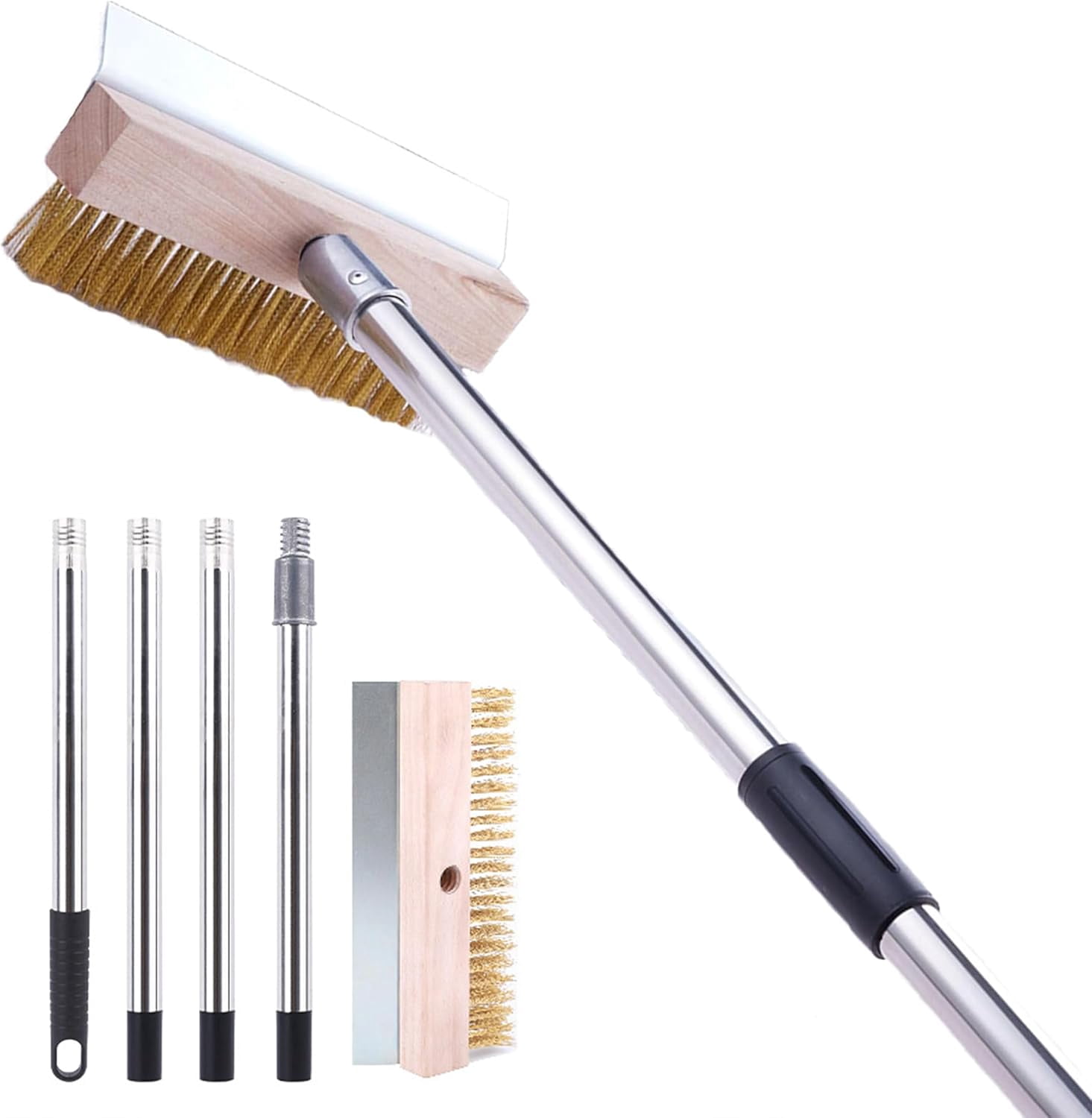 62" Aluminum Brass Wire Pizza Oven Grill Brush with Scraper and 4 ...