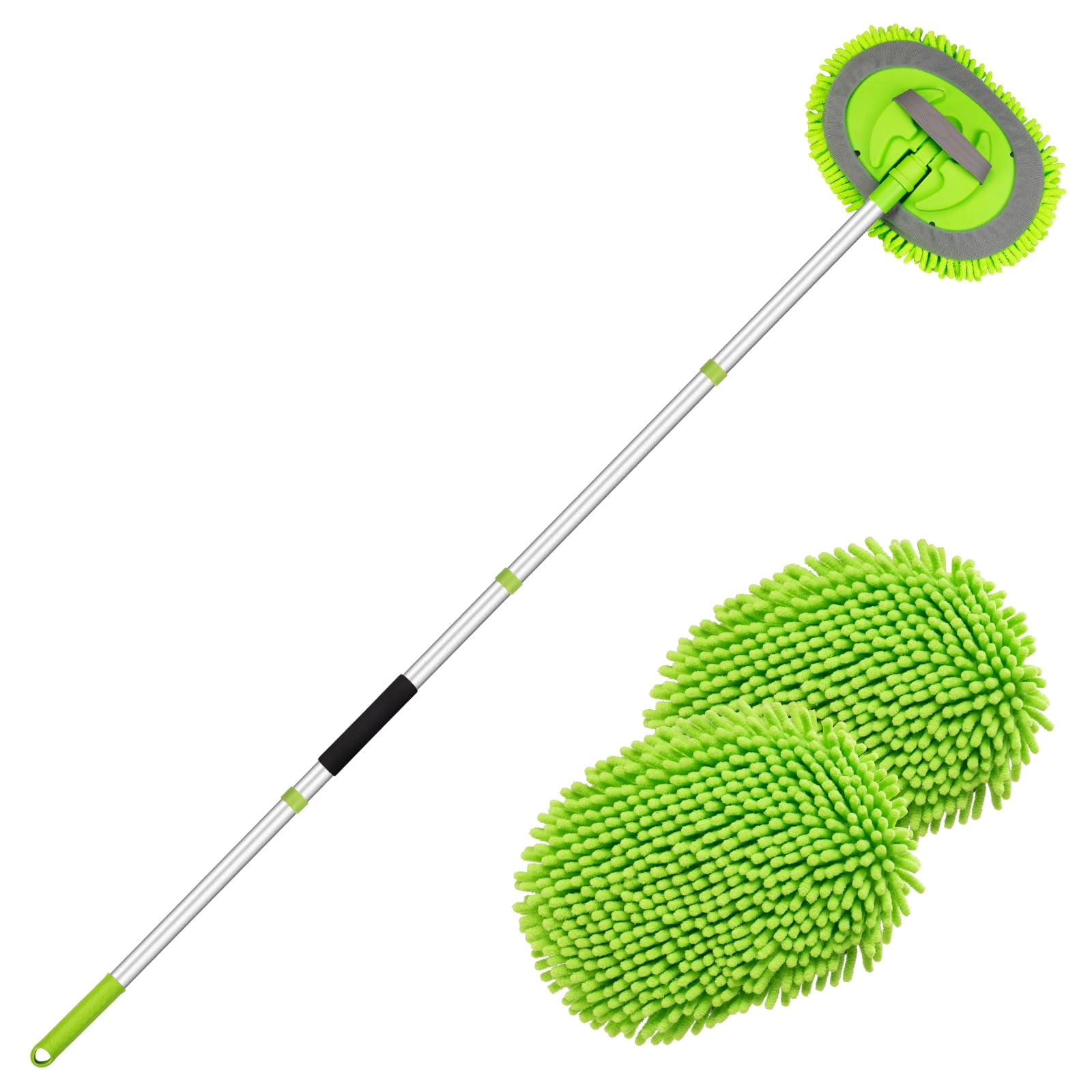 62" Car Wash Brush Kit Mitt Mop Sponge with Long Handle Chenille ...