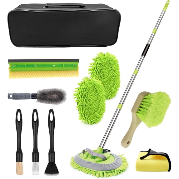 62" Car Wash Brush with Long Handle, Car Wash Kit Include Microfiber ...