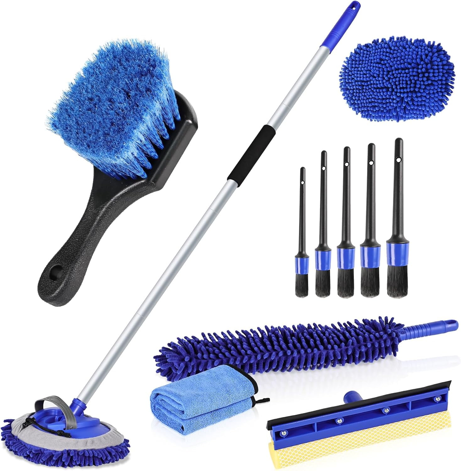 62" Car Wash Brush Mop Kit with Long Handle Car Wheel Brush Detailing ...