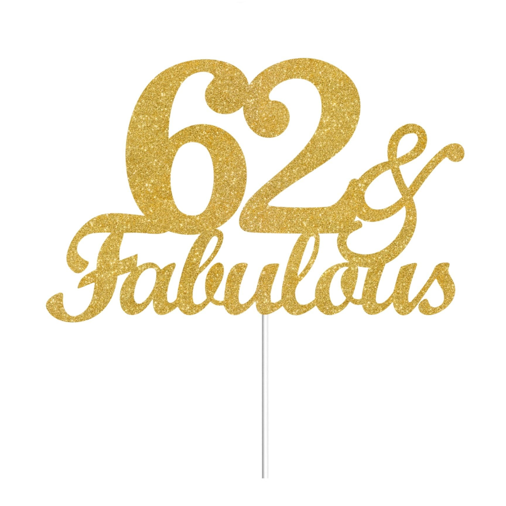 62 & FabulousITSC Cake Toppers Gold Glitter, Happy 62nd Birthday Cake ...