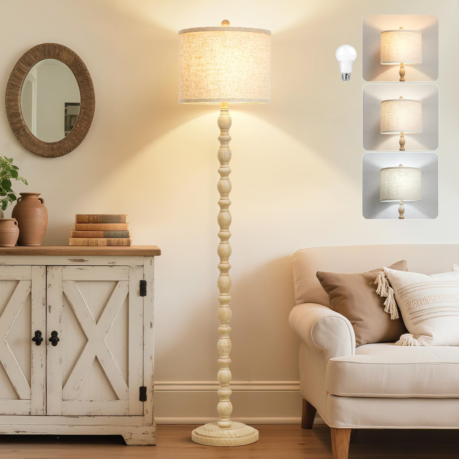 62" Floor Lamps for Living Room, Adjustable Color Temperature Standing ...