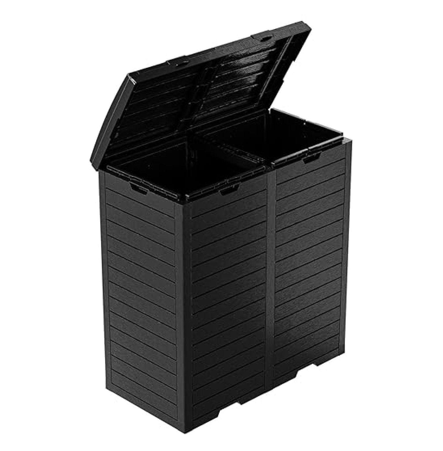 62 Gallon Outdoor Double Trash Can, Waterproof Trash Can Cabinet for ...