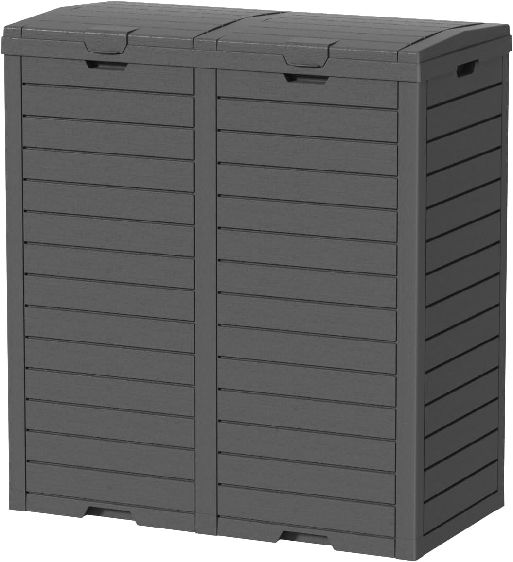 62-Gallon Outdoor Trash Can with lid, Waterproof, UV-Resistant Resin ...