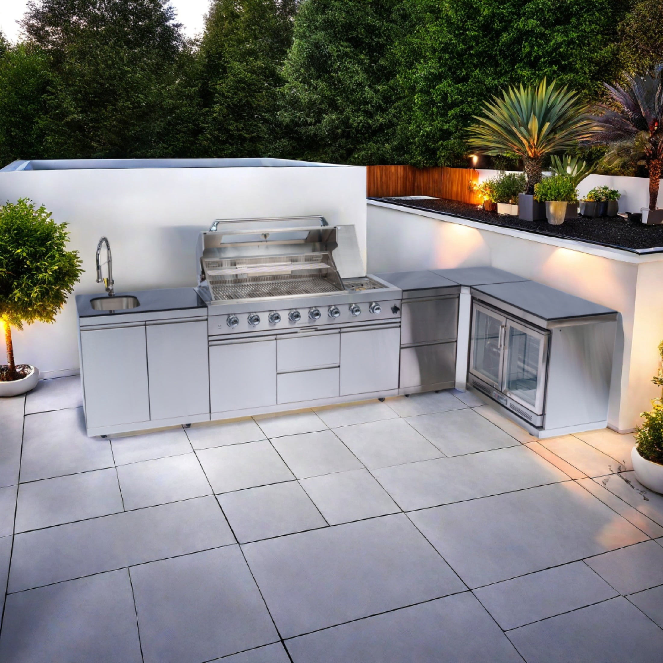 62-Inch 6-Burner 96000 BTU Deluxe Stainless Steel Gas Outdoor Kitchen ...