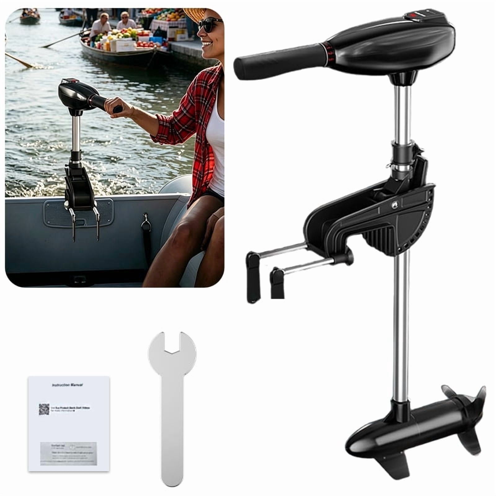 62 LB/46 LB Electric Trolling Propulsion Motor, stern mount, telescopic ...