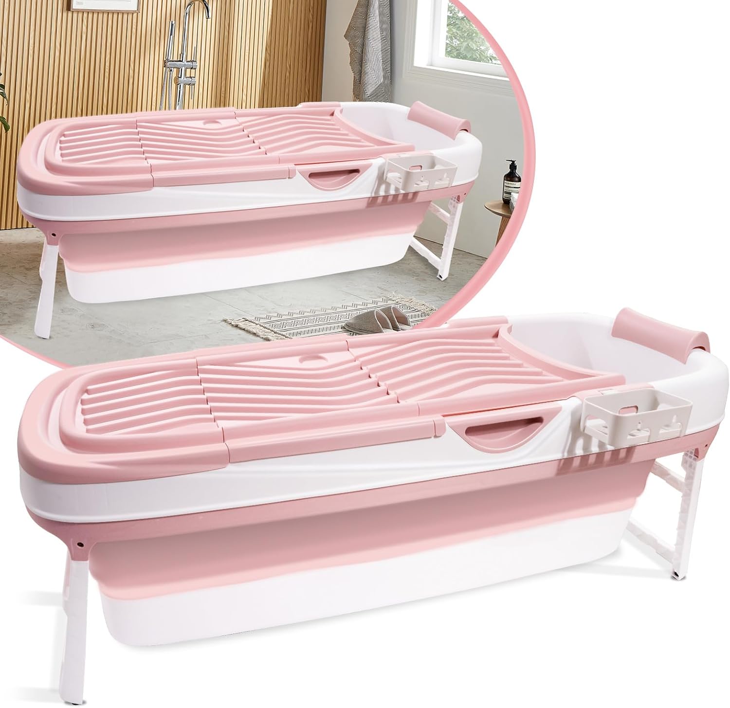 62" Large Portable Bathtub for Adult - Free Standing Collapsible ...