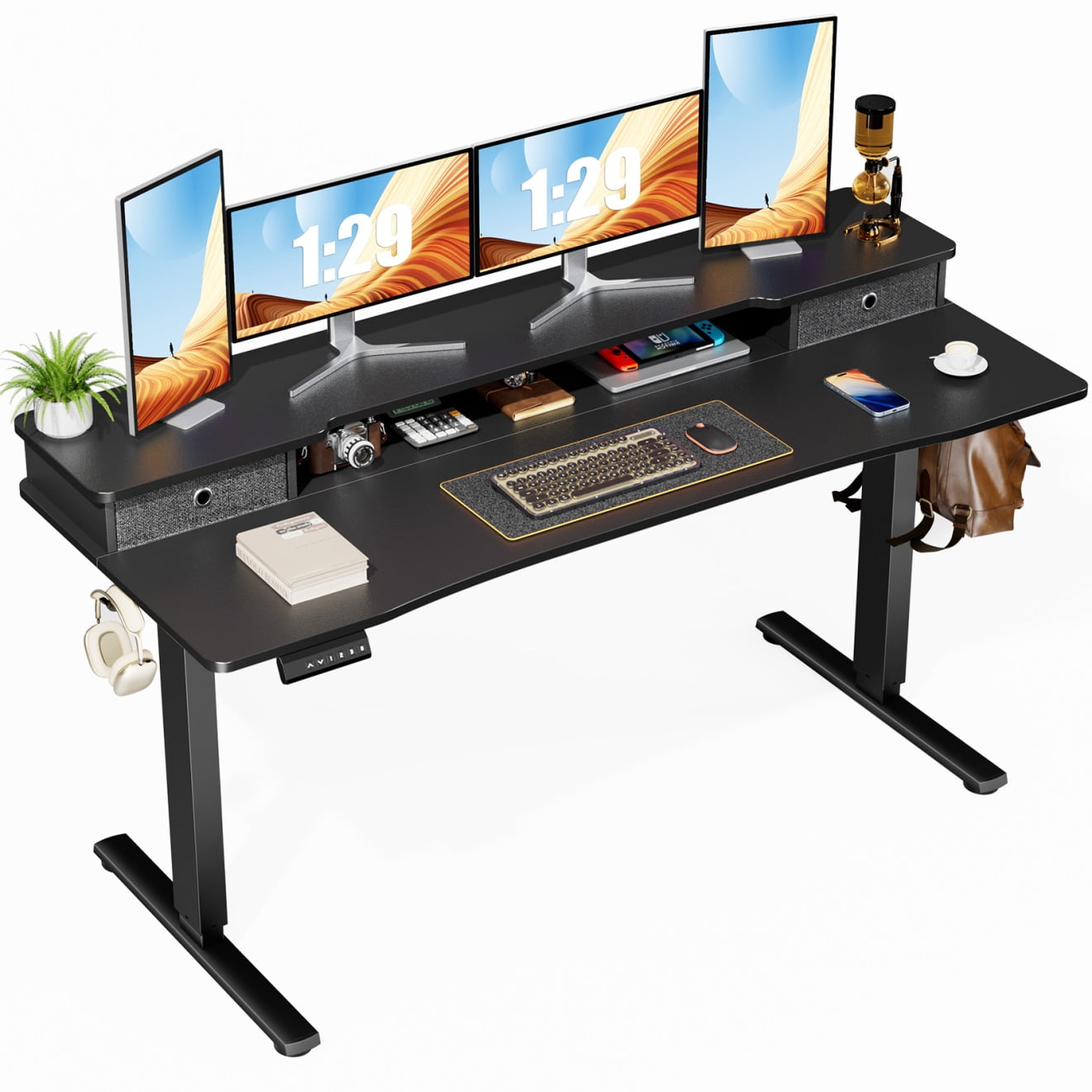62" Lifting Computer Desk, Electric Ergonomic Height Adjustable Rising ...