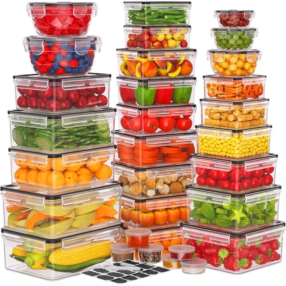 62 PCS Large Food Storage Containers with Airtight Lids - Leakproof ...