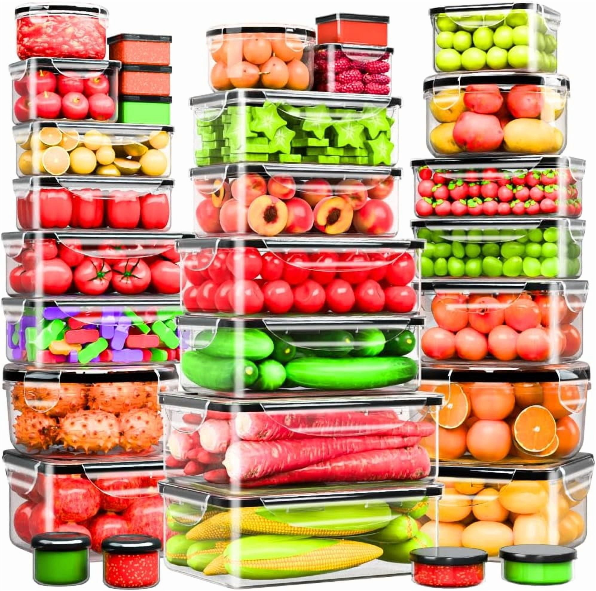 62 Pcs Large Airtight Food Storage Containers with Lids, Total 65.6 OZ ...