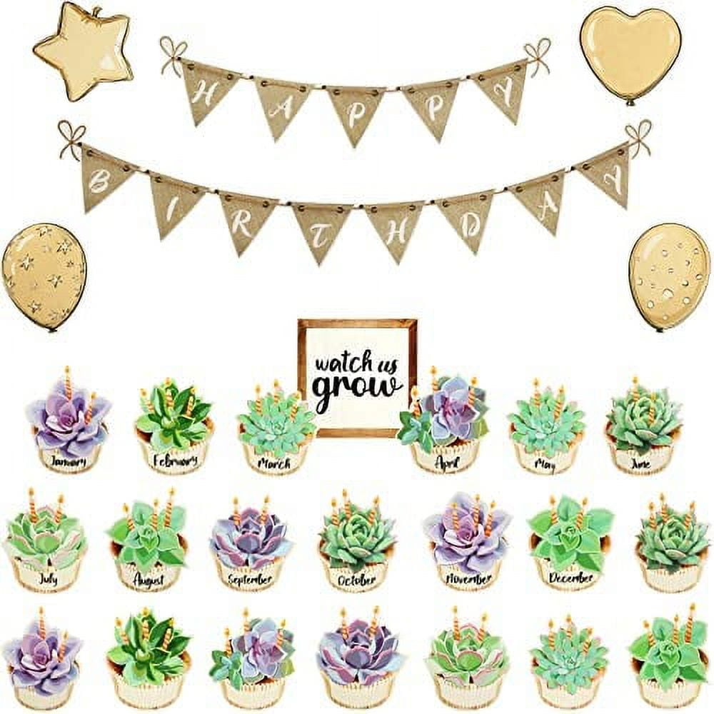 62 Pieces Birthday Bulletin Board Set Classroom Birthday Chart ...