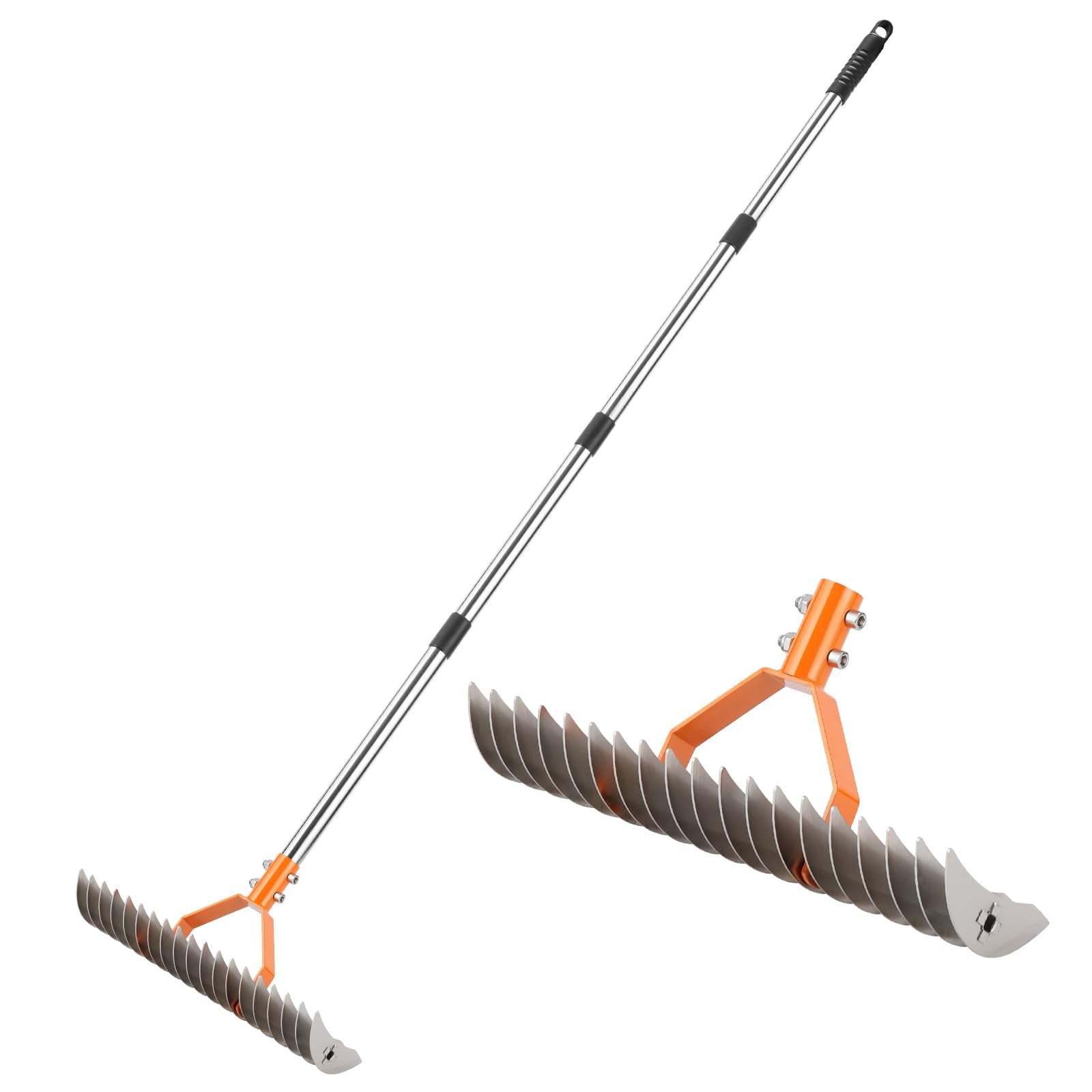 62" Thatch Rake, 19 Double-Sided Tines, 15-Inch Wide Lawn Rake ...