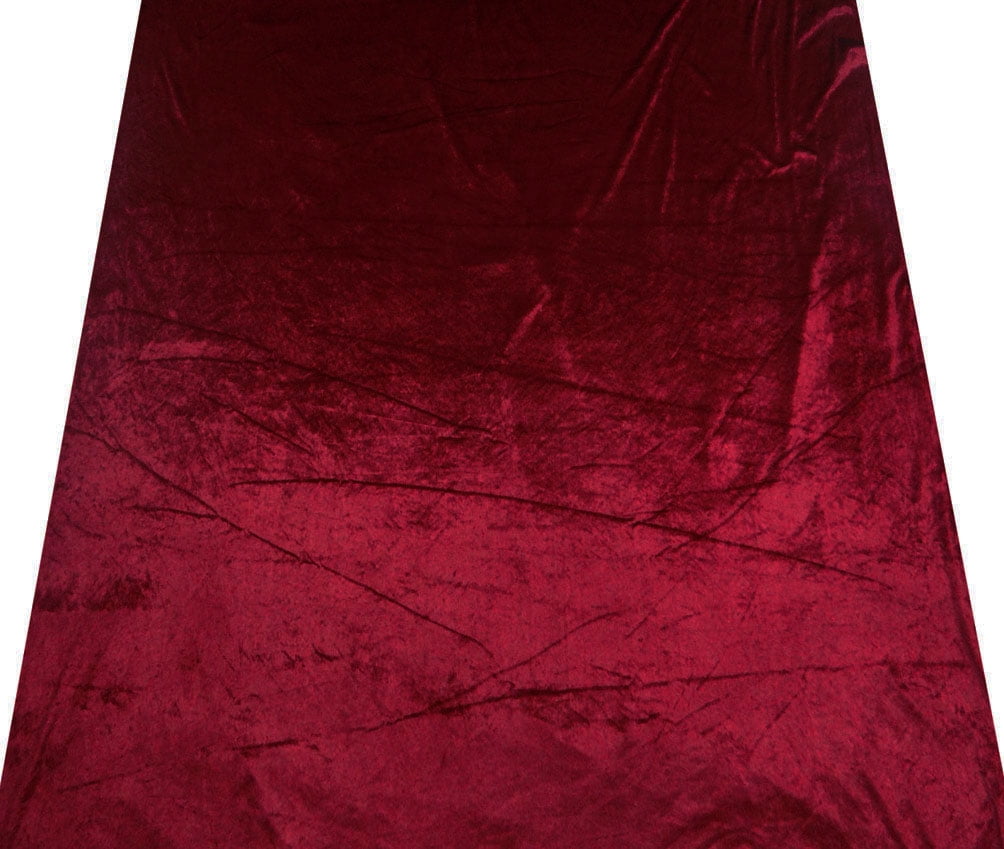 62 Velvet Fabric Solid Pattern Maroon Curtain Making Sewing Material By ...