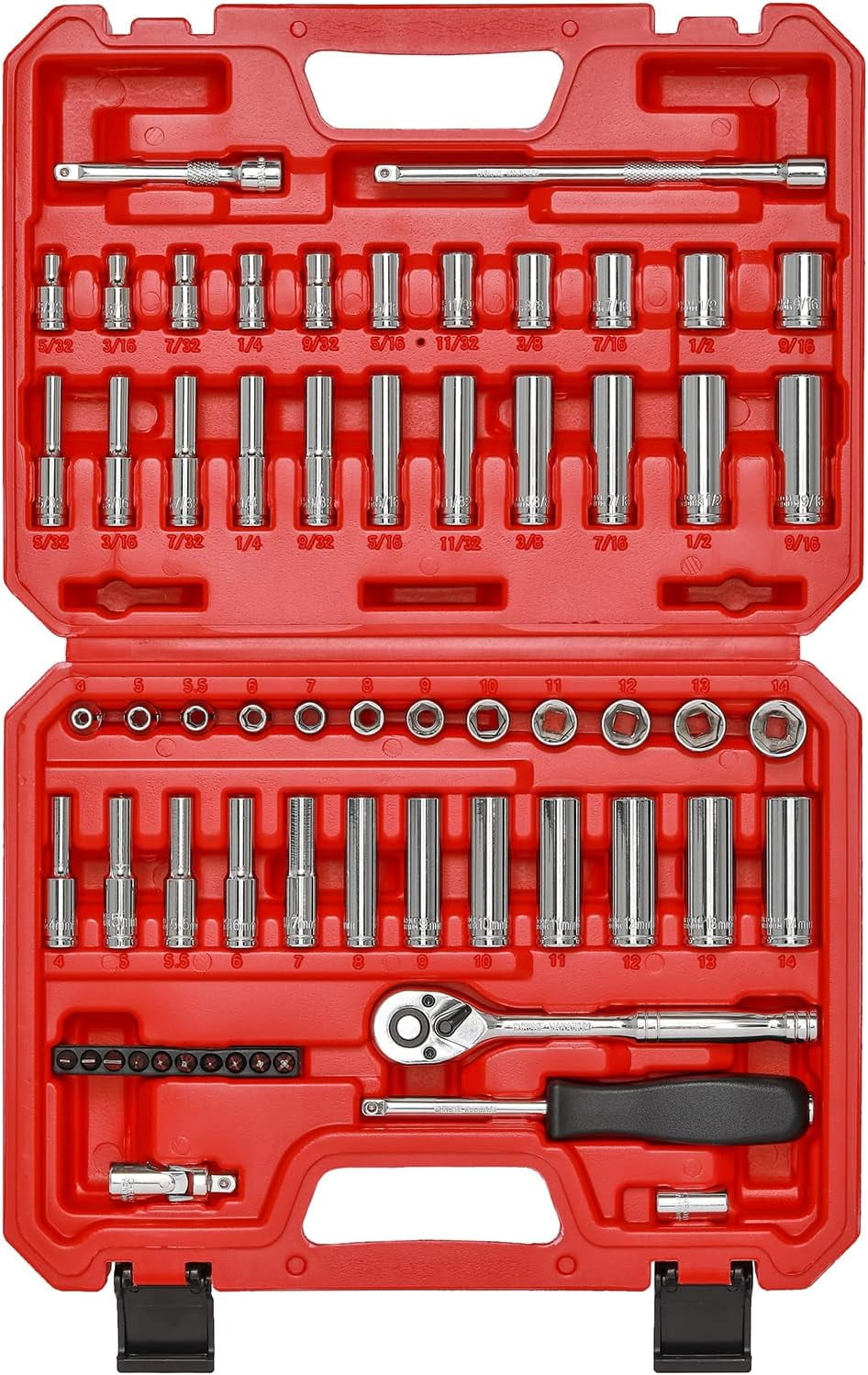 62 count 1/4 Inch Drive Socket Set, /Metric, 1/4" Dr. Socket Set with ...