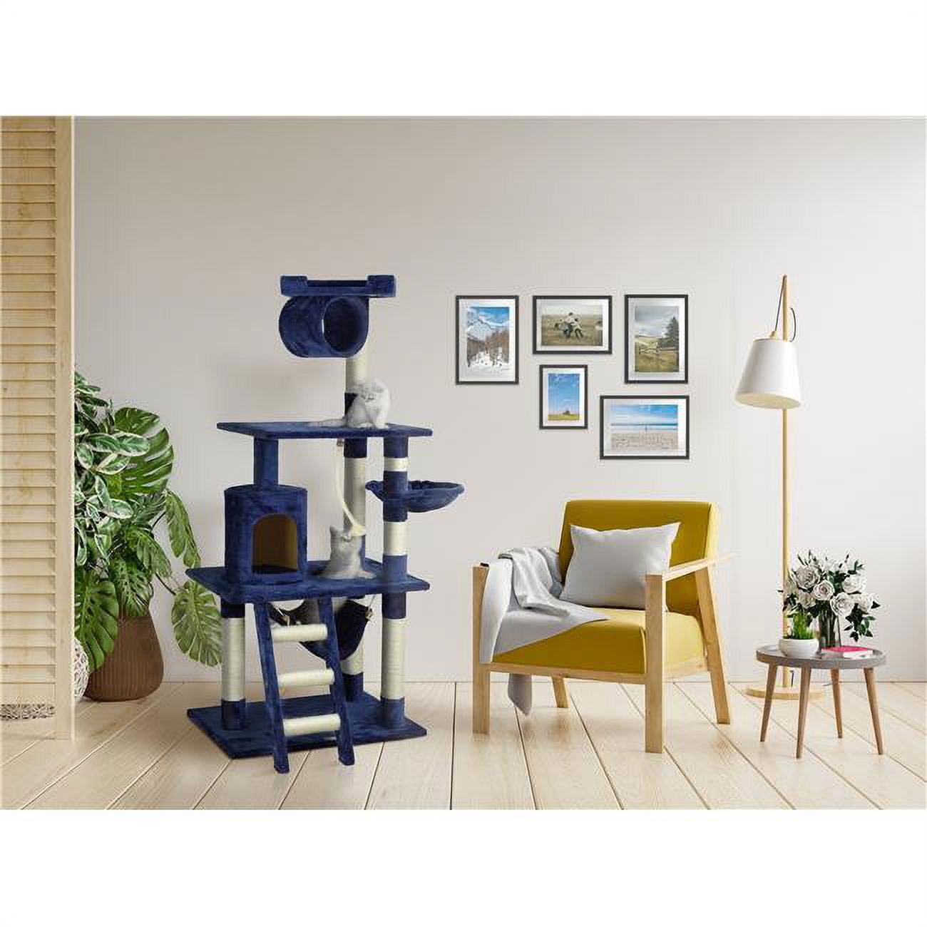Cat Lady 1-Level 62" Cat Tree with Condo & Perch, Blue - Walmart.com