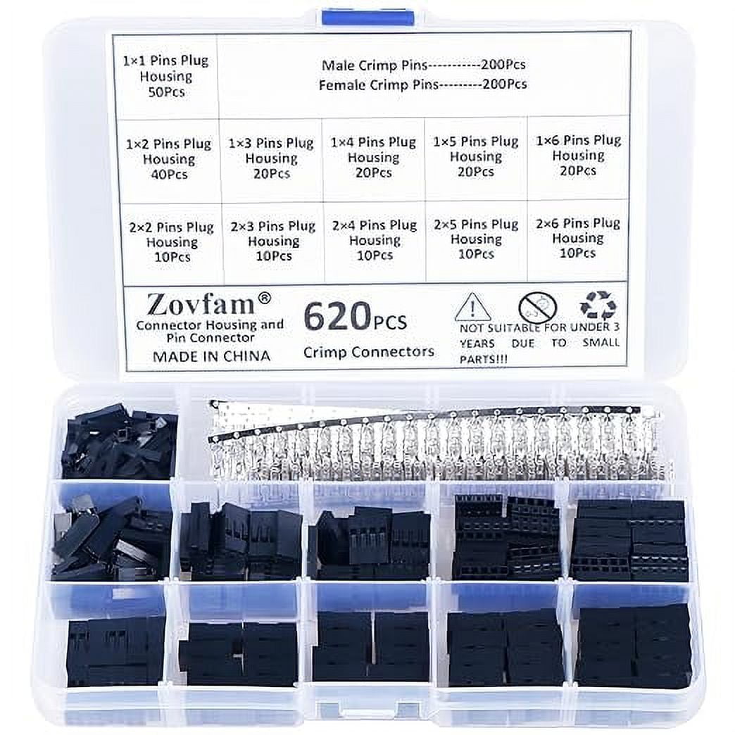 620 Pcs 2.54mm Pitch Single/Double Row Connector Housing Female, Male ...