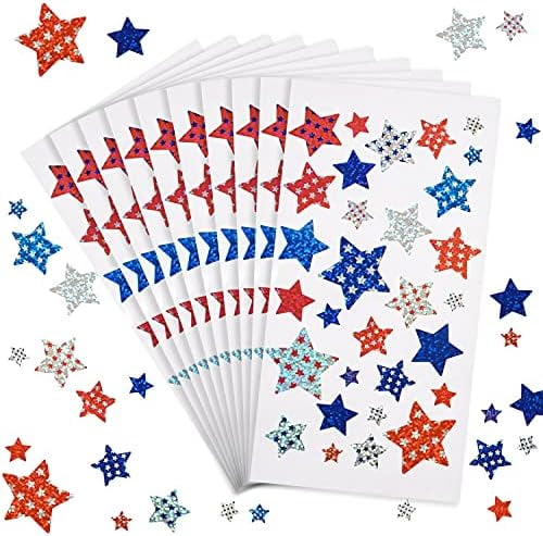 620 Pieces Patriotic 4th of July Stars Metallic Red, White & Blue Stars ...
