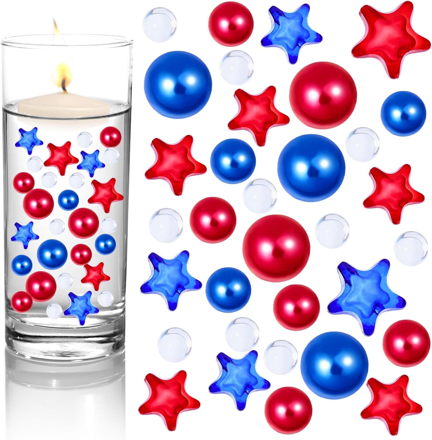 6200 Pieces Patriotic Vase Filler Red White Blue Vase Beads Patriotic ...