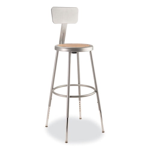 6200 Series 25" to 33" Height Adjustable Heavy Duty Stool with Backrest ...