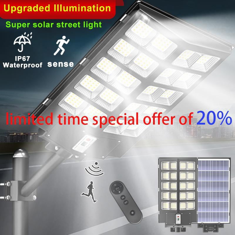 6200W IP67 Solar Street Lights Outdoor, 320000LM Commercial Parking Lot Light, 6500K Dusk to ...