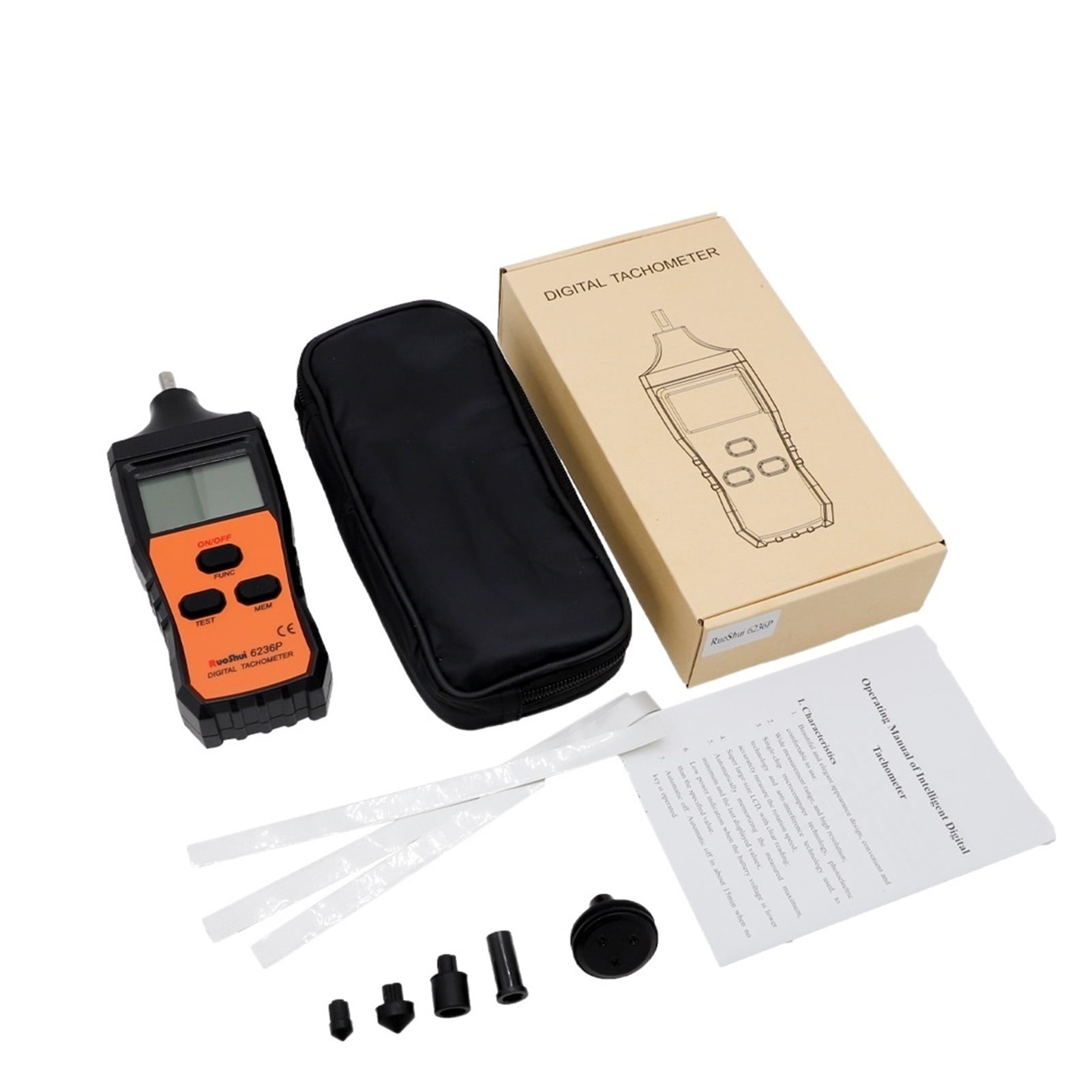 6236P Digital Tachometer Non-Contact Tachometer Auto Range 10-99999 RPM Km/h Odometer Machine ...