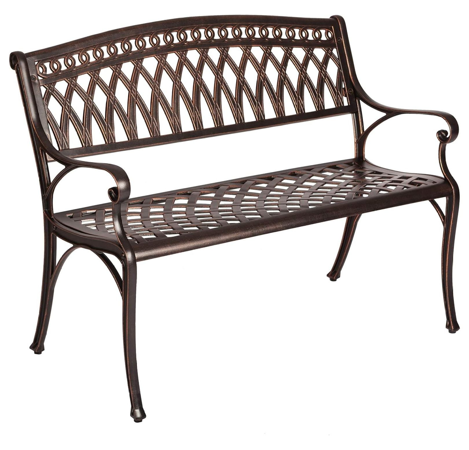 62441 Simone Cast Aluminum Patio Bench Heavy Duty Rust Metal ...