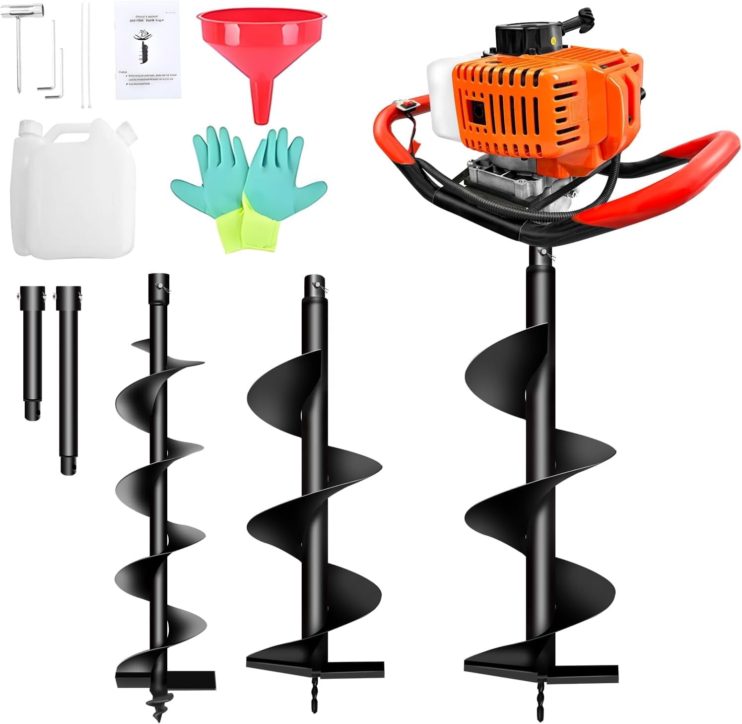 PRIJESSE 62CC Auger Post Hole Digger Gas Powered, 2-Stroke Earth Digger ...