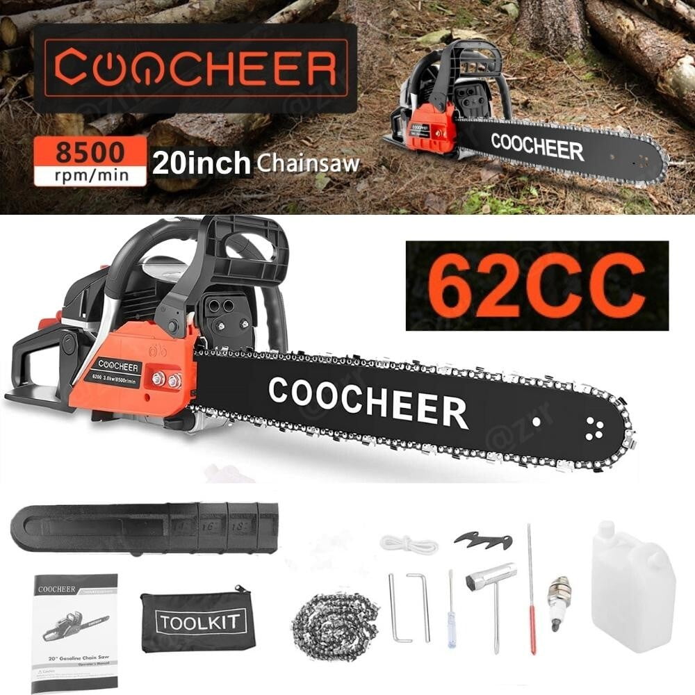 62CC GAS Chainsaw Gasoline Powered Chain Saw Engine Cutting 2 Cycle 20 ...